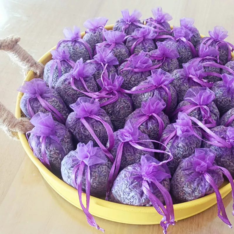 Lot de 10 minis sachets de Lavande - Organza Violet